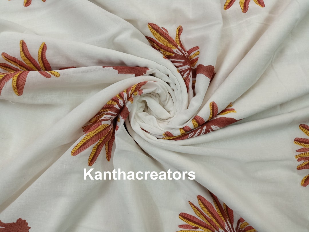 Palm Tree Hand Block Print Fabric Dressmaking Running Fabric - Etsy