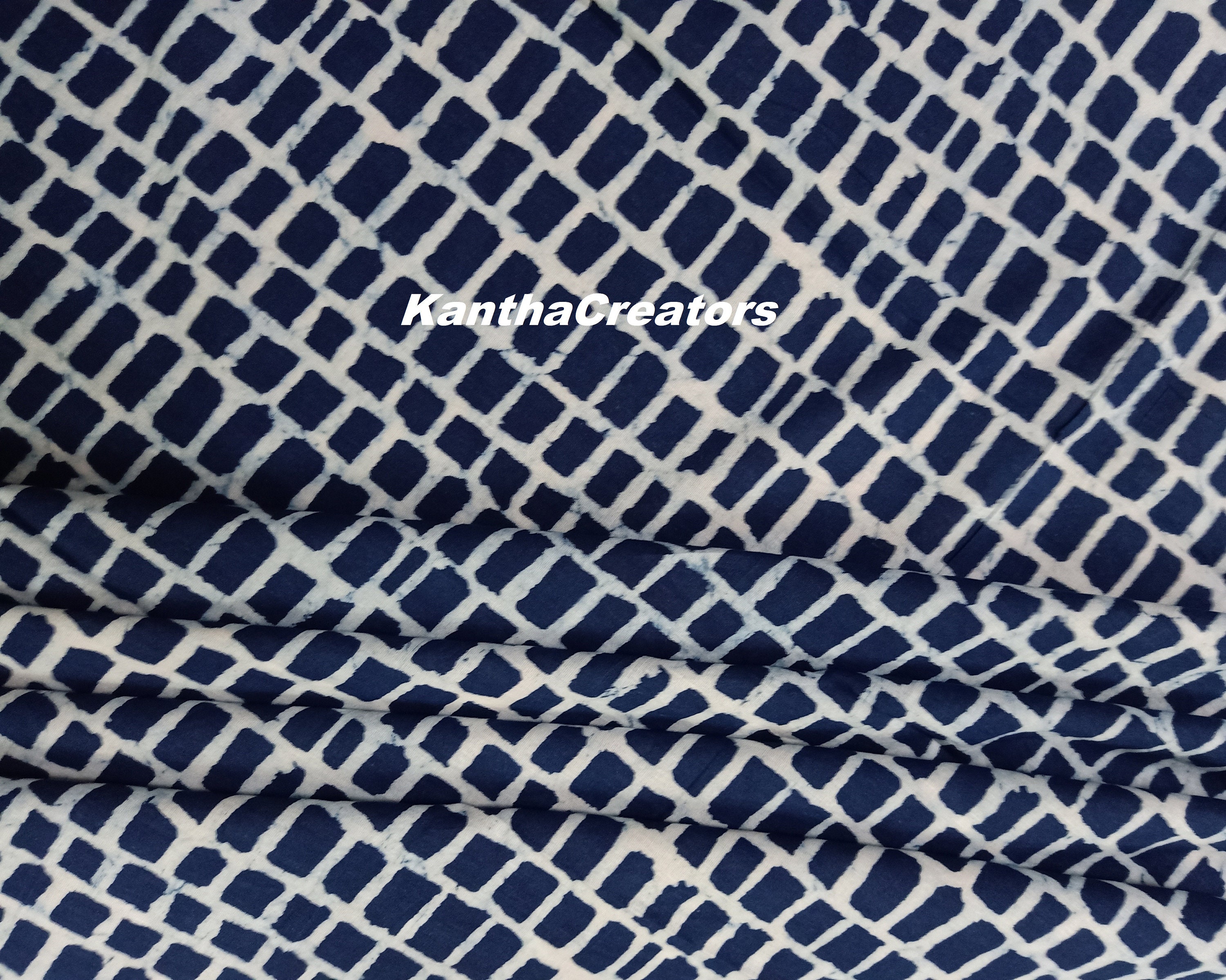 Indigo fabric indigo fabric by the yard kantha cotton fabric | Etsy