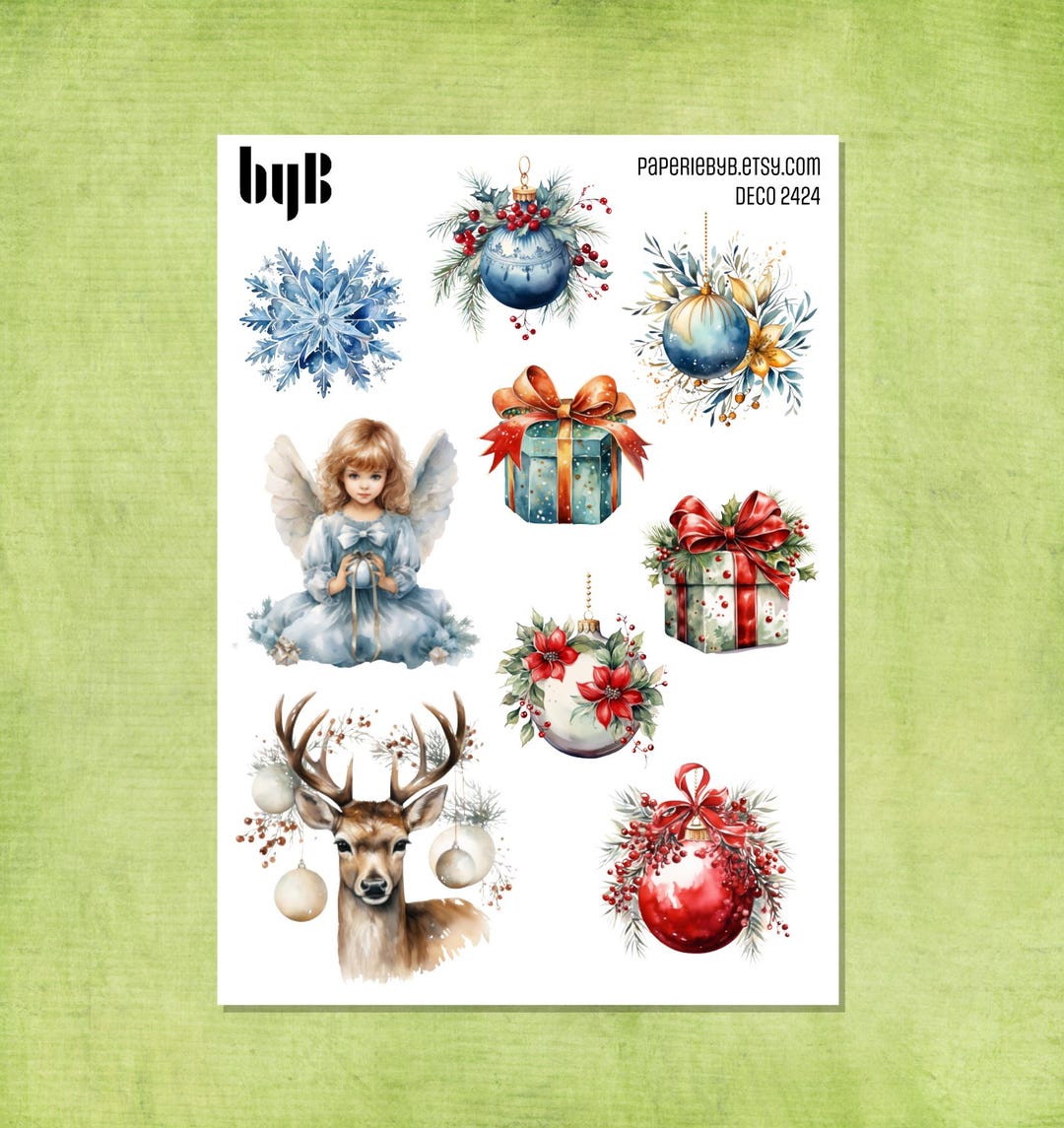 2424 Christmas Decor Sticker Sheet 12,5 X 17,5 Cm - Etsy