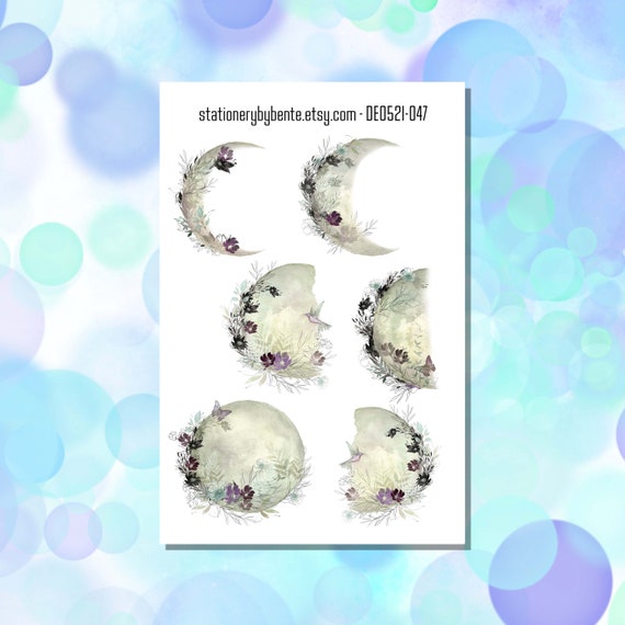 Moon phases flower stickers Sets Paper & Party Supplies etna.com.pe