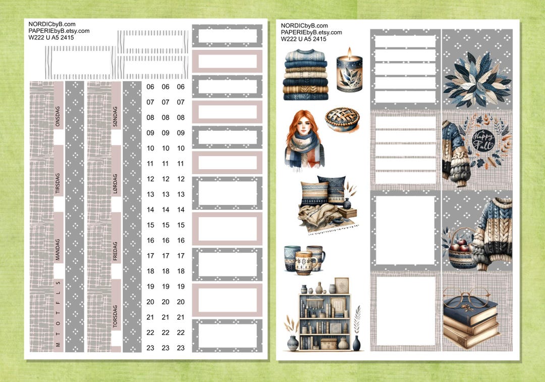 2415 Wonderland 222 Unstacked A5 Blue Fall Books Sticker Kit 2 Sheets ...