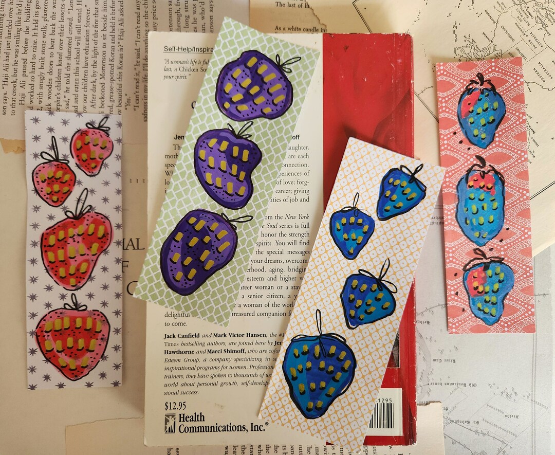 Fruit Bookmark Set (3); Large, Laminated, Hand-painted, Page Marker ...