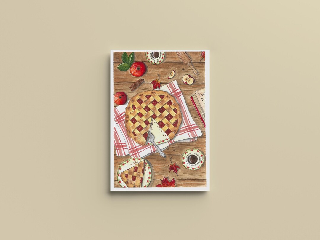 Apple Pie Poster - Autumn - A4, A5, A6 - Home Decor - Watercolor ...