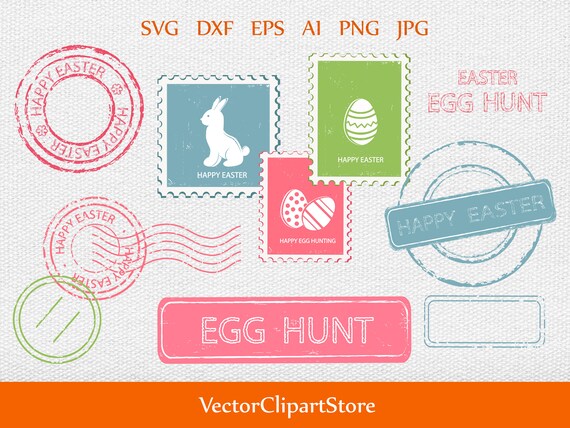 Set of Easter PNG Decorative Stamps and Frames With Eggs. | Etsy