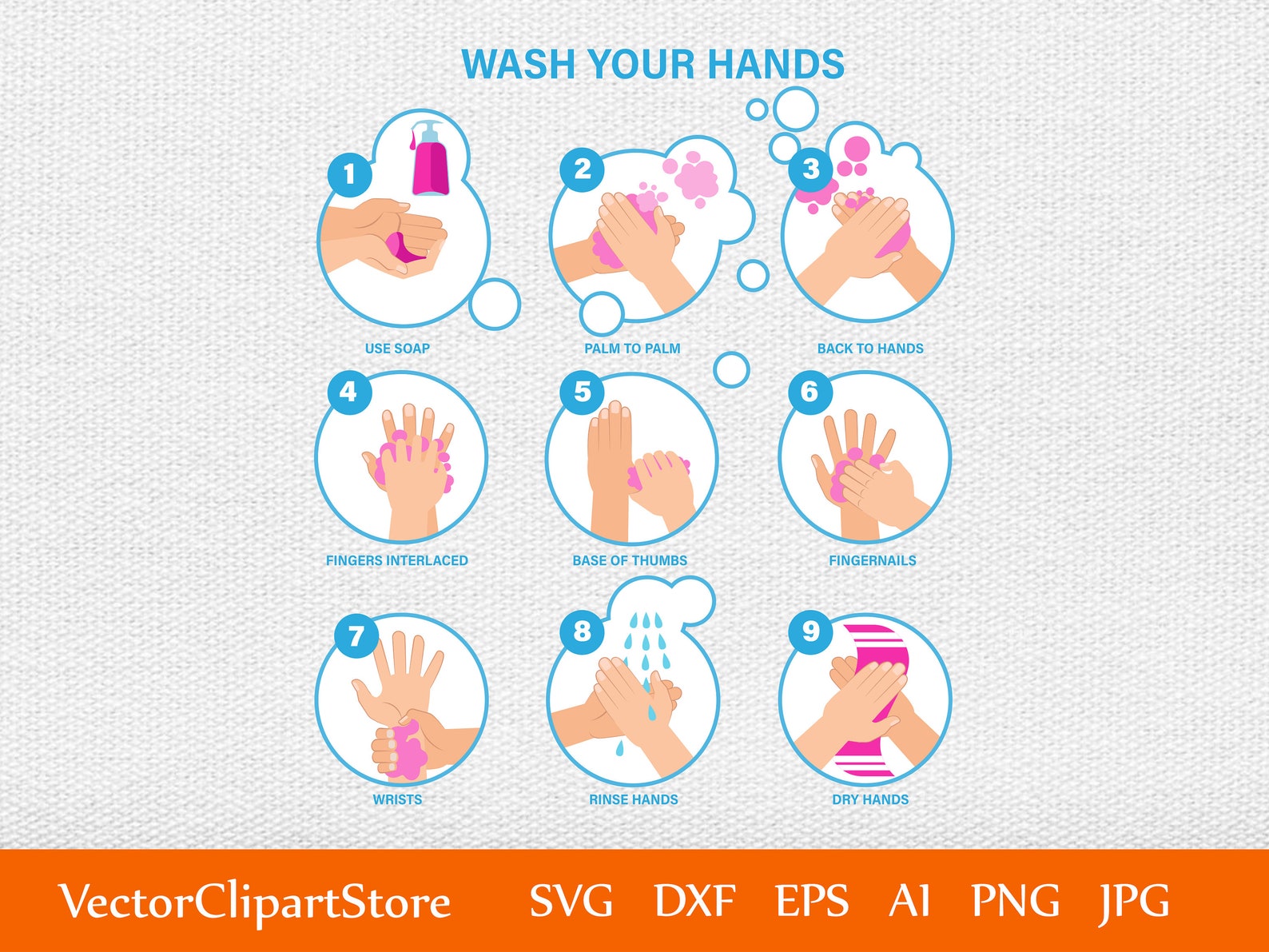 Wash Your Hands SVG Files. Clip Art Set. Vector Images | Etsy