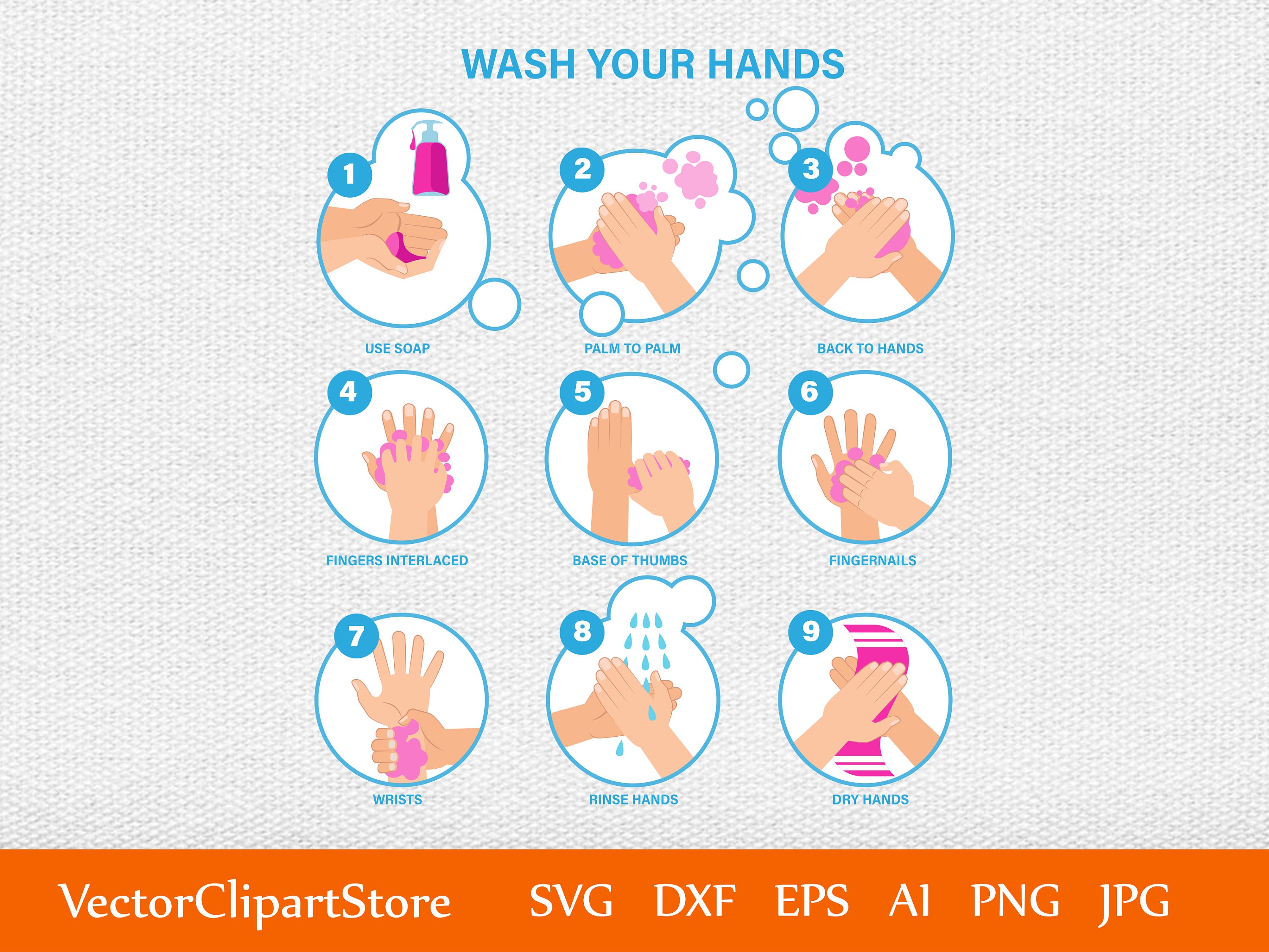 Hand Washing Steps Clip Art