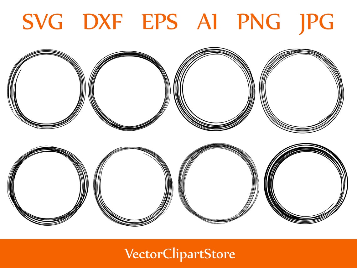Vector Set of Round Sketched Frames. Circle Monogram Svg. Hand - Etsy