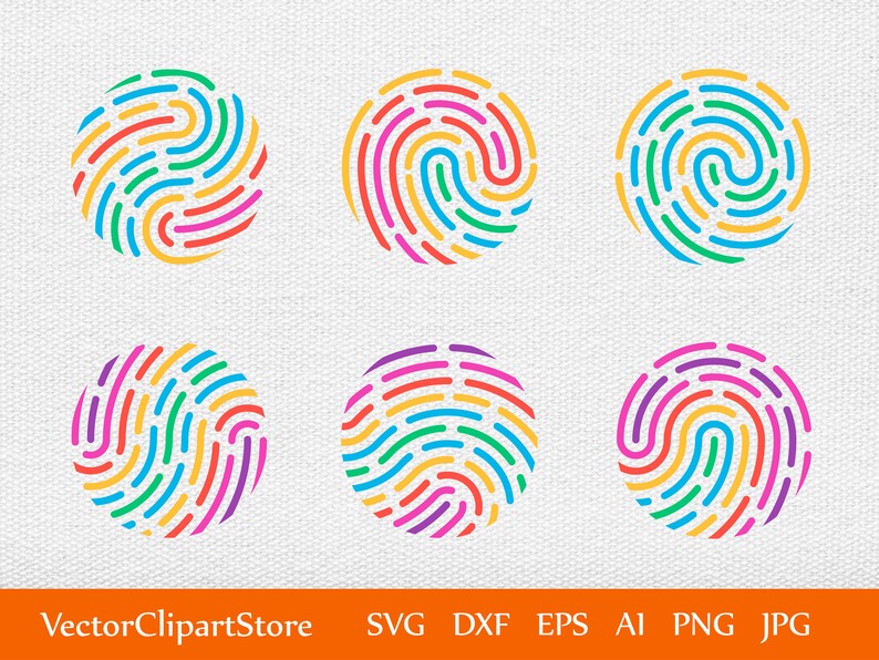 Fingerprint Colored SVG. Thumbprint SVG DXF. Thumb Print Svg. | Etsy