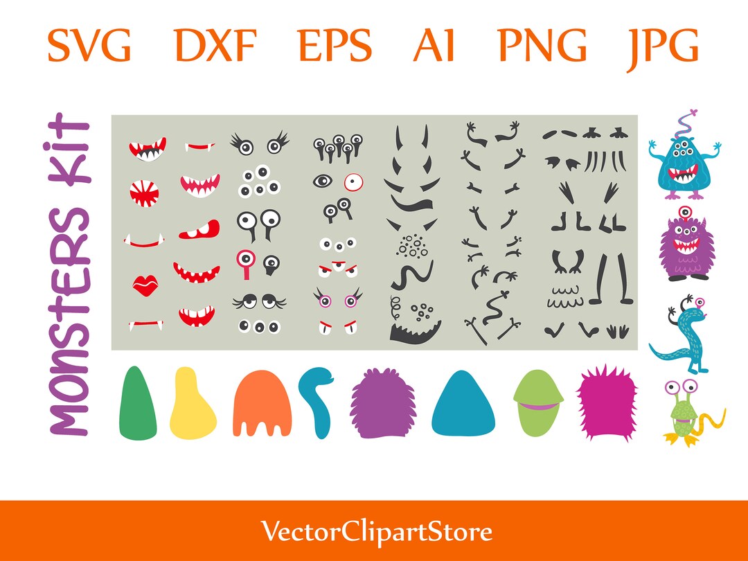 Monster Creation Kit. Character Clipart Set for Your Own Fantasy ...