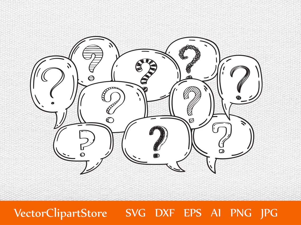 Hand Drawn Question SVG. Contour SVG Question With Speech - Etsy