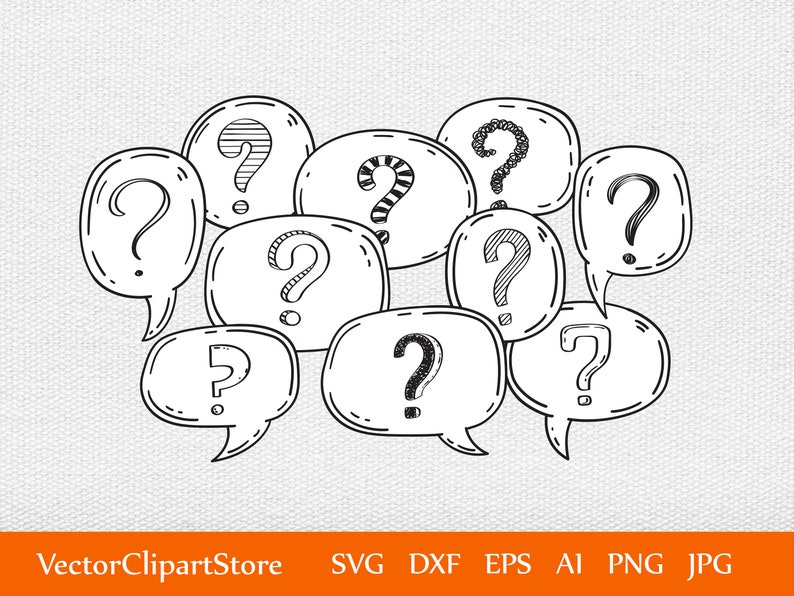 Hand Drawn Question SVG. Contour SVG Question With Speech - Etsy