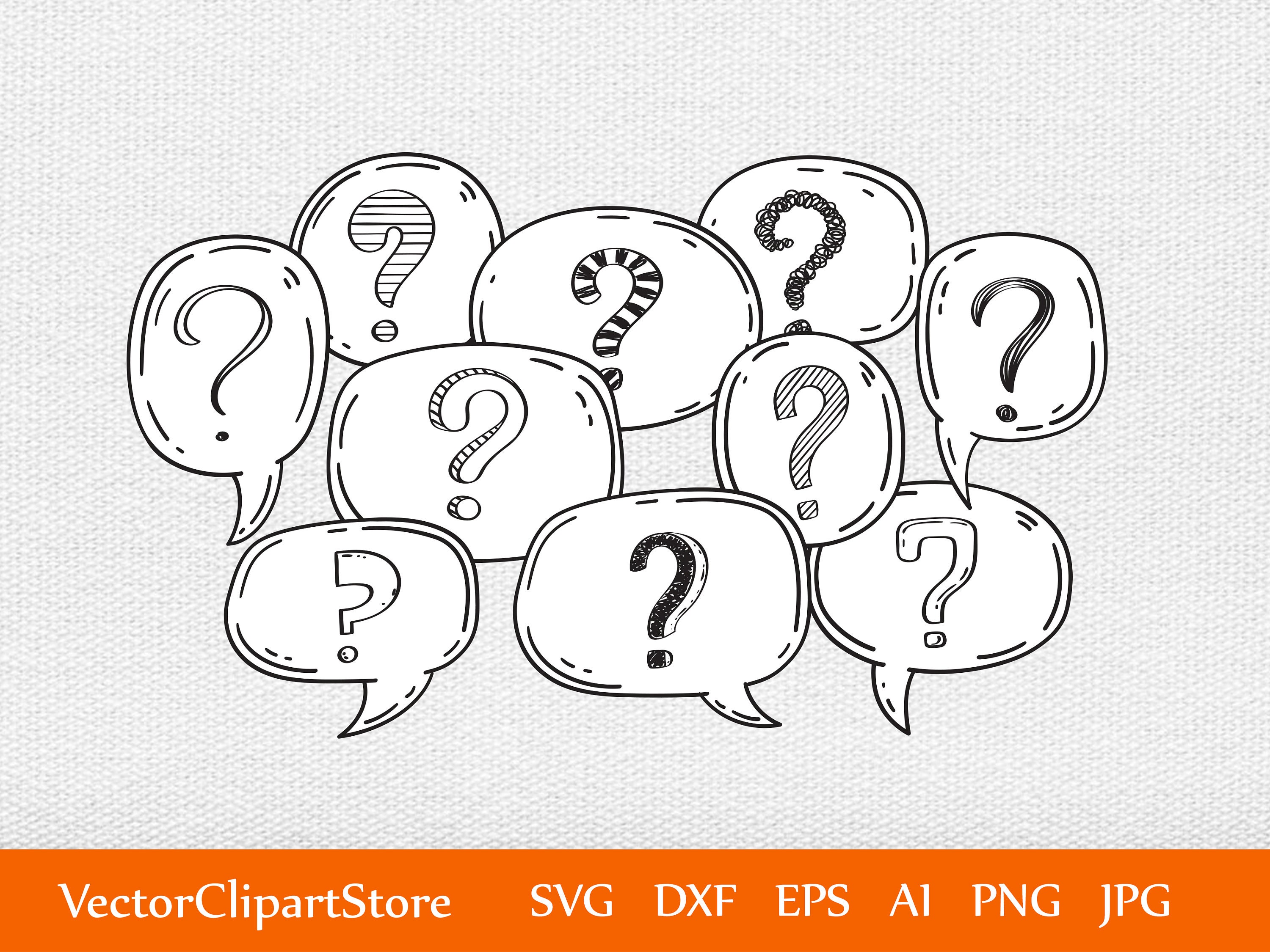 Hand Drawn Question SVG. Contour SVG Question With Speech - Etsy