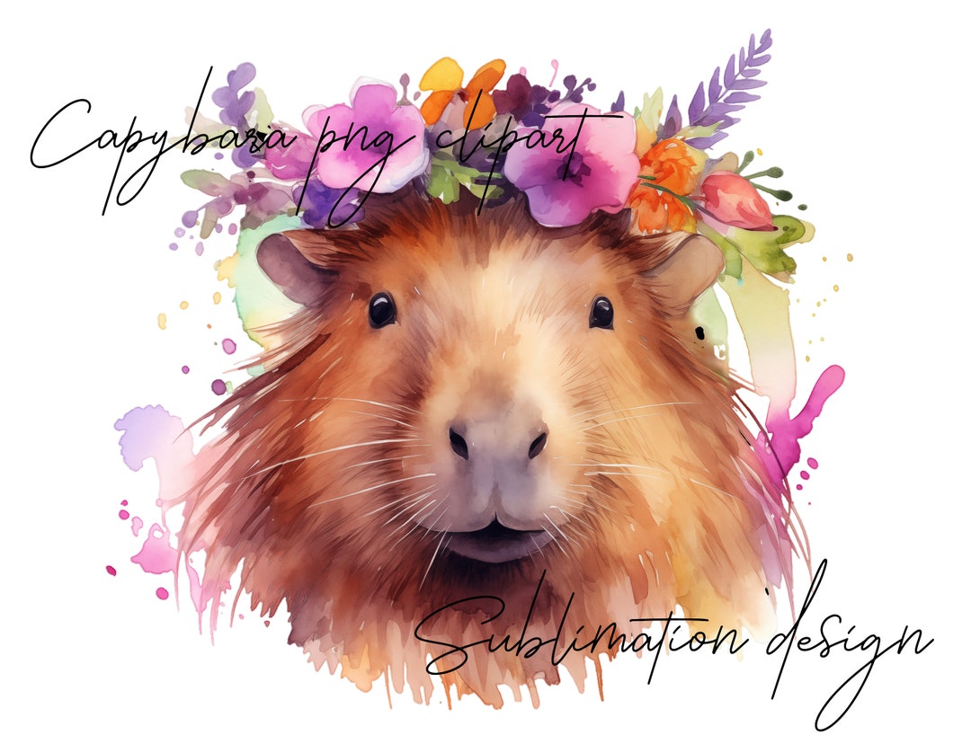 Png Clipart for Sublimation, Colored Capybara Watercolor, Instant ...
