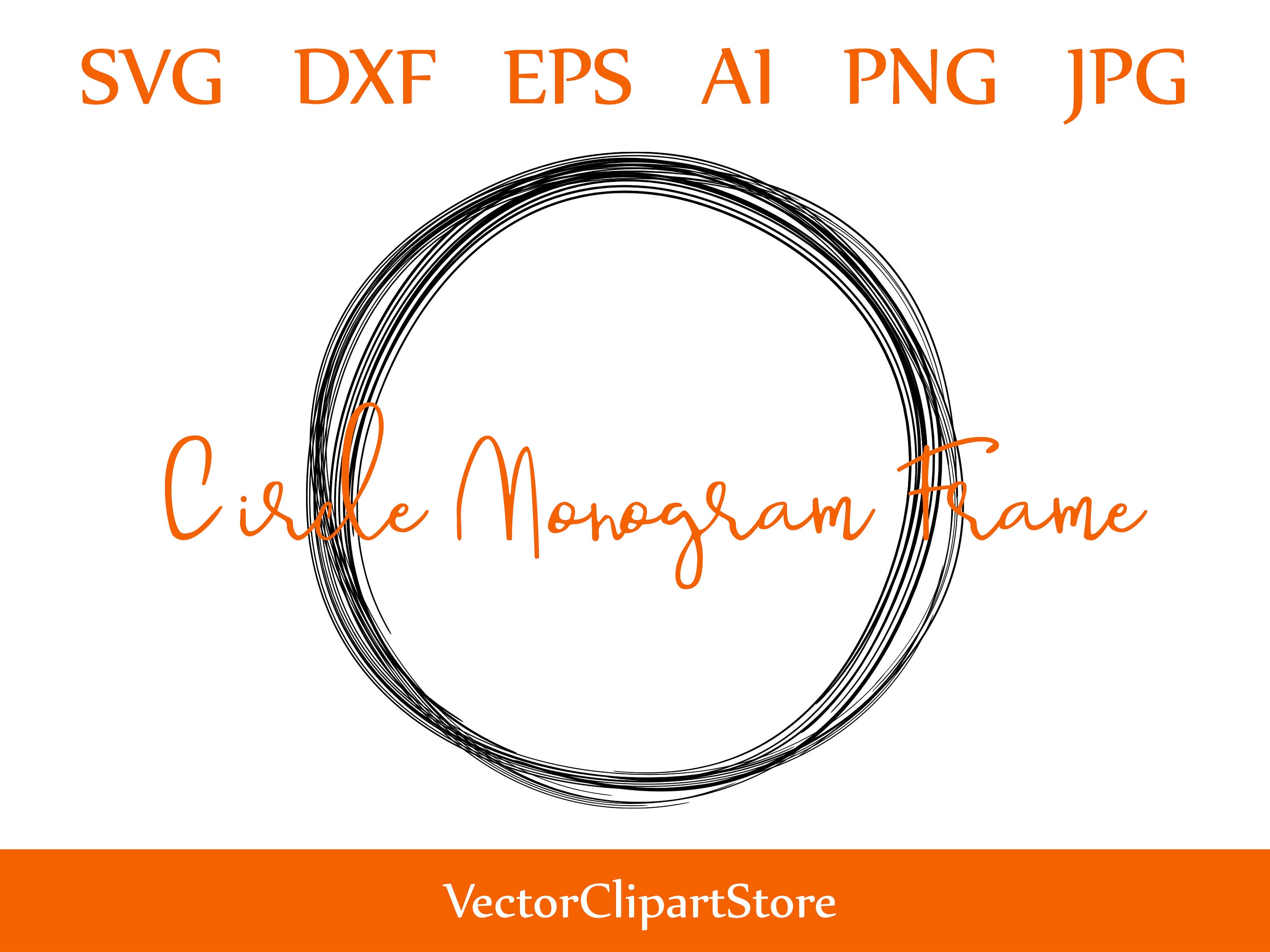 Brush Round Frame. Vector Circle Monogram Frame circle - Etsy