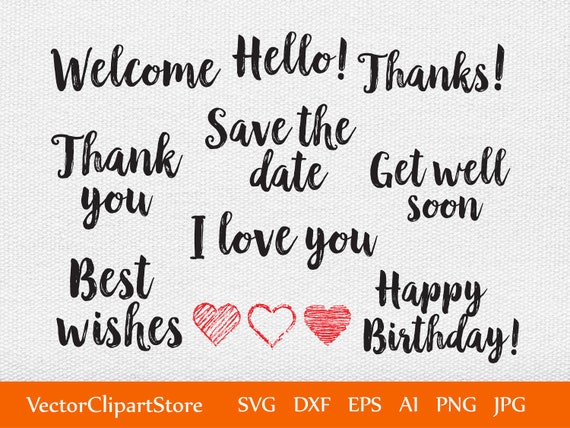 Script Lettering Vector Art/ Svg Quote/ Welcome/ Hello/ | Etsy