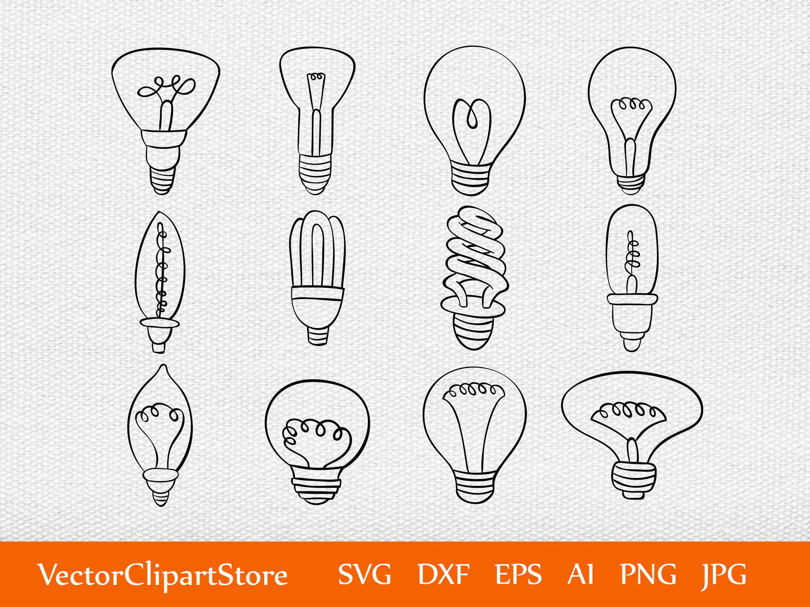 LIGHT BULB SVG 12 Light Bulb Light Bulb Clipart Light Bulb | Etsy