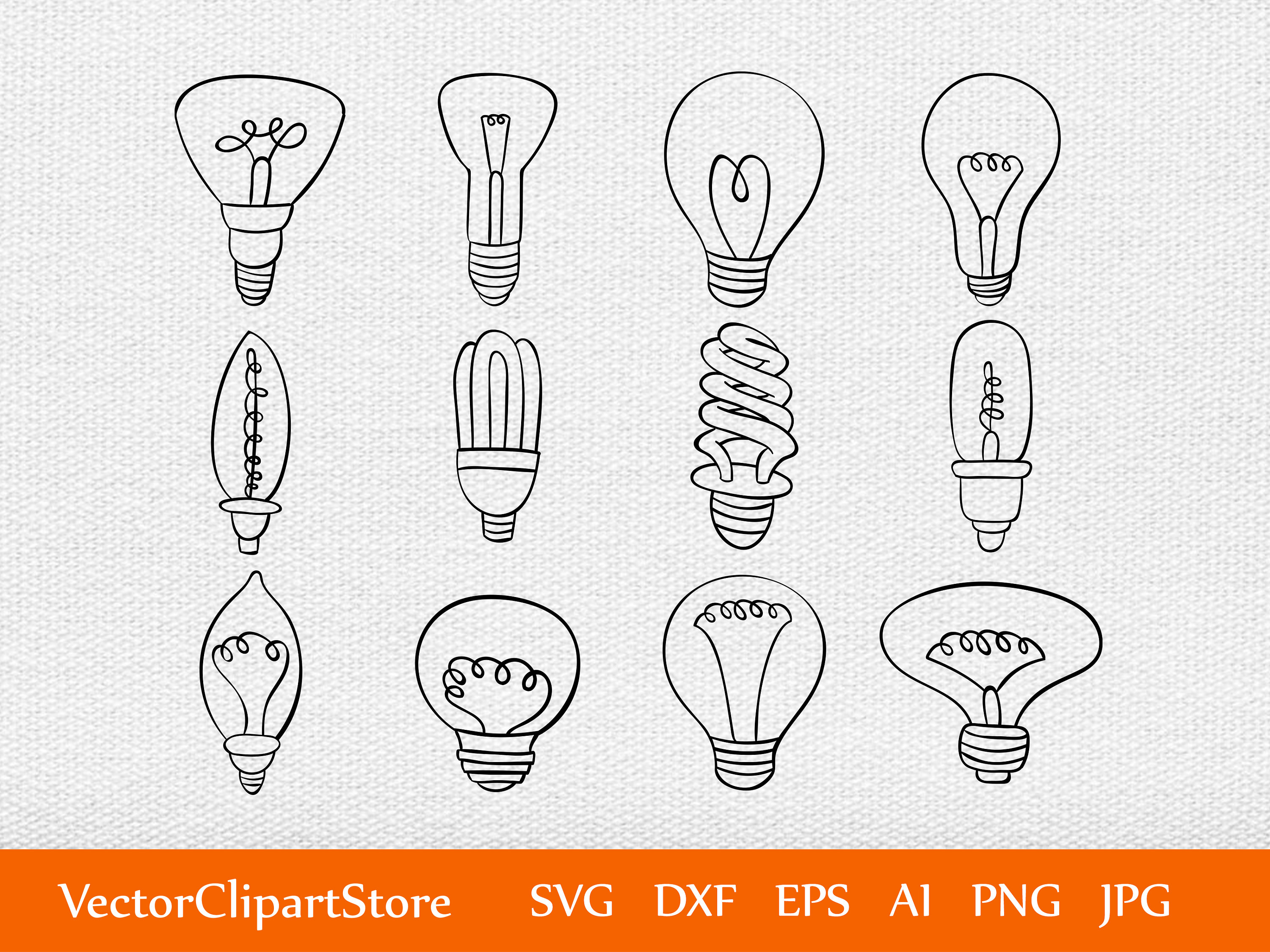LUZ BULB SVG 12 bombillas imágenes prediseñadas de bombilla | Etsy