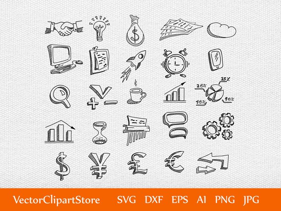 Business Icons Hand Drawn SVG. SVG Cut Business Training | Etsy