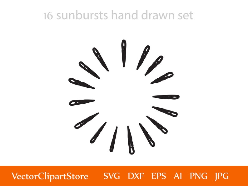 Sunburst SVG. 16 Hand Drawn Circles. Sunburst Vector EPS - Etsy