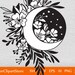Moon and Flowers Compositin, Vector Clipart,floral Moon SVG, Instant ...