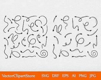 Line Art Arrows Svg.vector Line Arrows Set. Order Svg, Hand Drawn Line ...