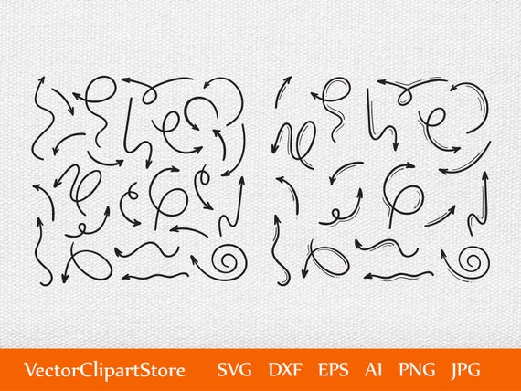 Line Art Arrows svg. Vector Line Arrows set. Hand Drawn line | Etsy