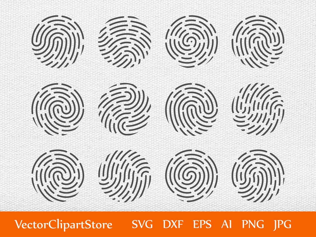 Fingerprint SVG. Thumbprint SVG, DXF. Thumb Print Svg. Biometric Svg ...