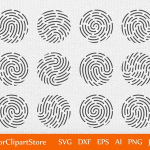 Fingerprint SVG. Thumbprint SVG, DXF. Thumb Print Svg. Biometric Svg ...