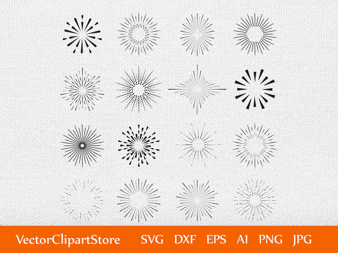 Sunburst SVG. 16 Hand Drawn Circles. Sunburst Vector EPS Graphics ...