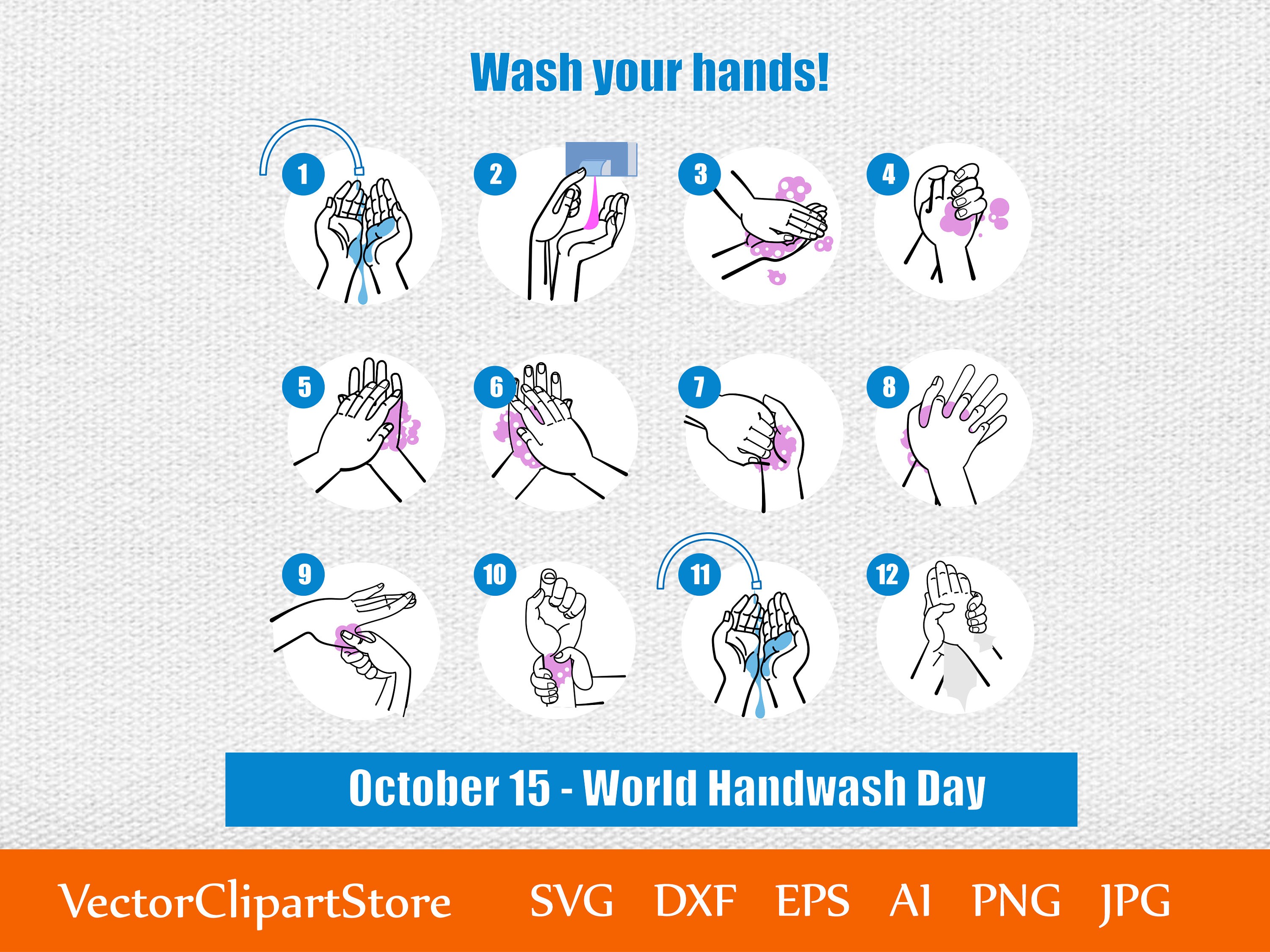Hand Washing Steps Clip Art