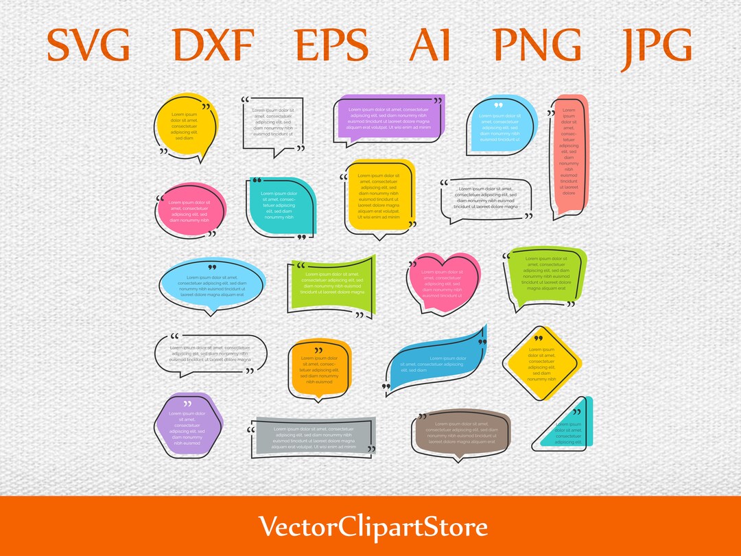 Word Balloon SVG Files Set. Speech Bubble SVG for Your Quotes. Vector ...