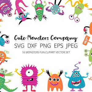 Vector Set of Cute Colored Monsters . Digital Fun Children Cliparts ...