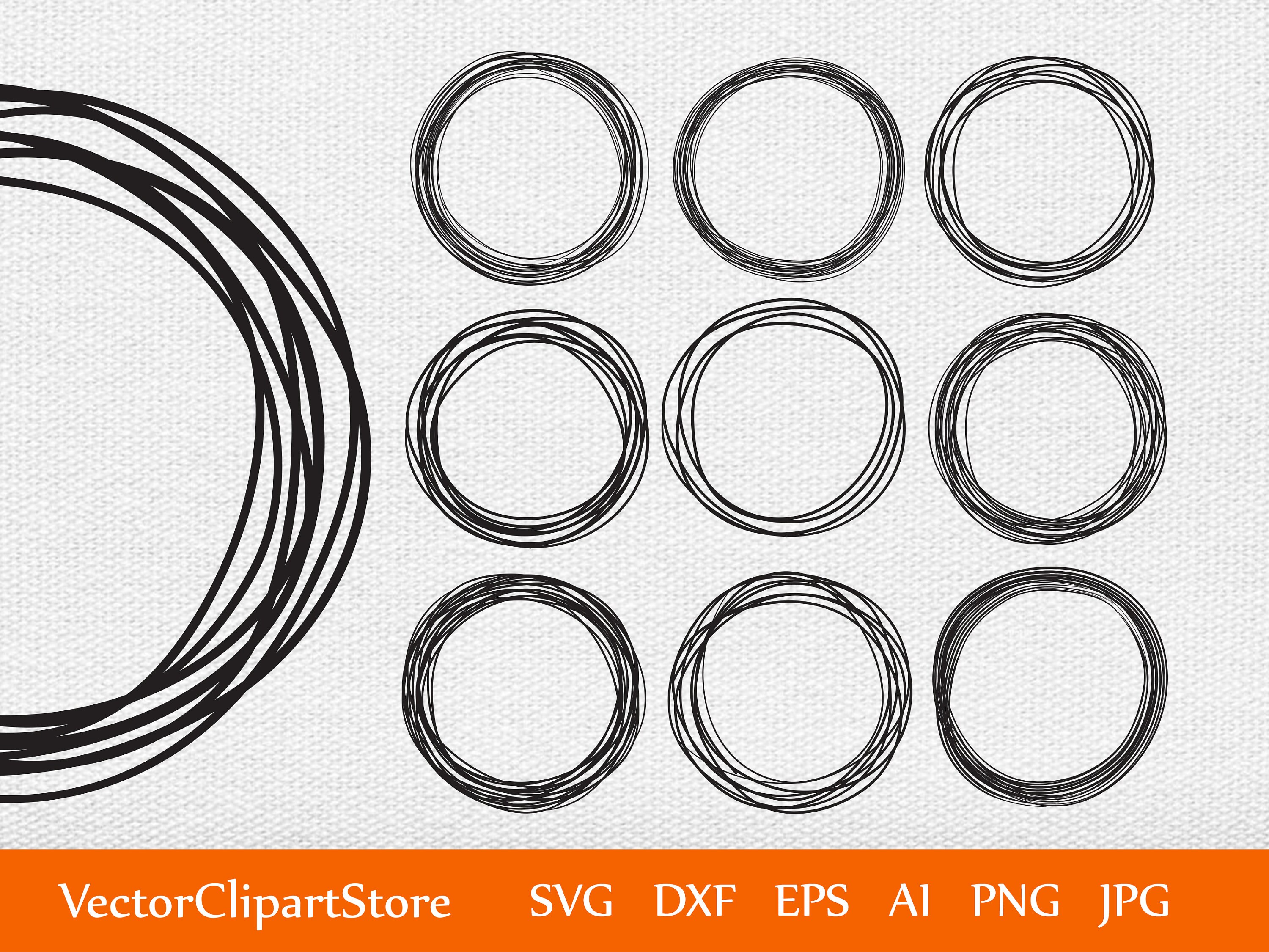 Brush Round Frame Bundle. Vector Circle Monogram Frame circle | Etsy