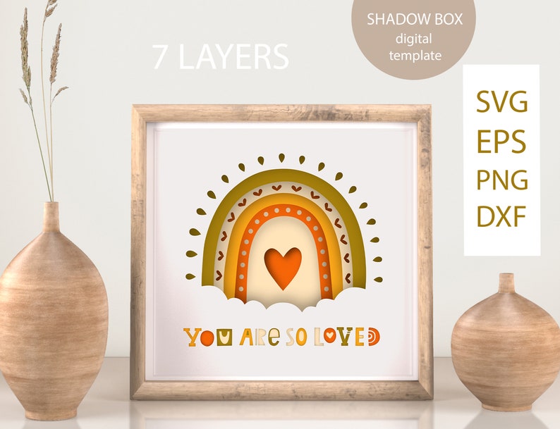 3d Boho Rainbow Shadow Box Files for Cricut Nursery Rainbow - Etsy