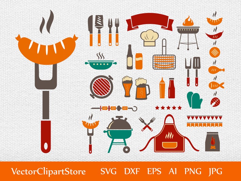 Barbecue SVG. BBQ clip art in Svg Eps Dxf Png. Svg Grill. Svg | Etsy