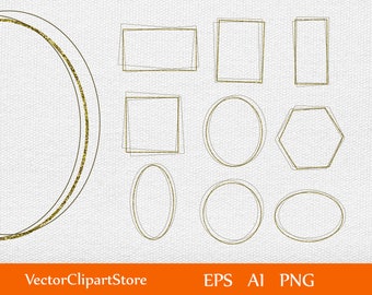 Digital Golden Frames / Printable Borders Clip Art Pack/ - Etsy
