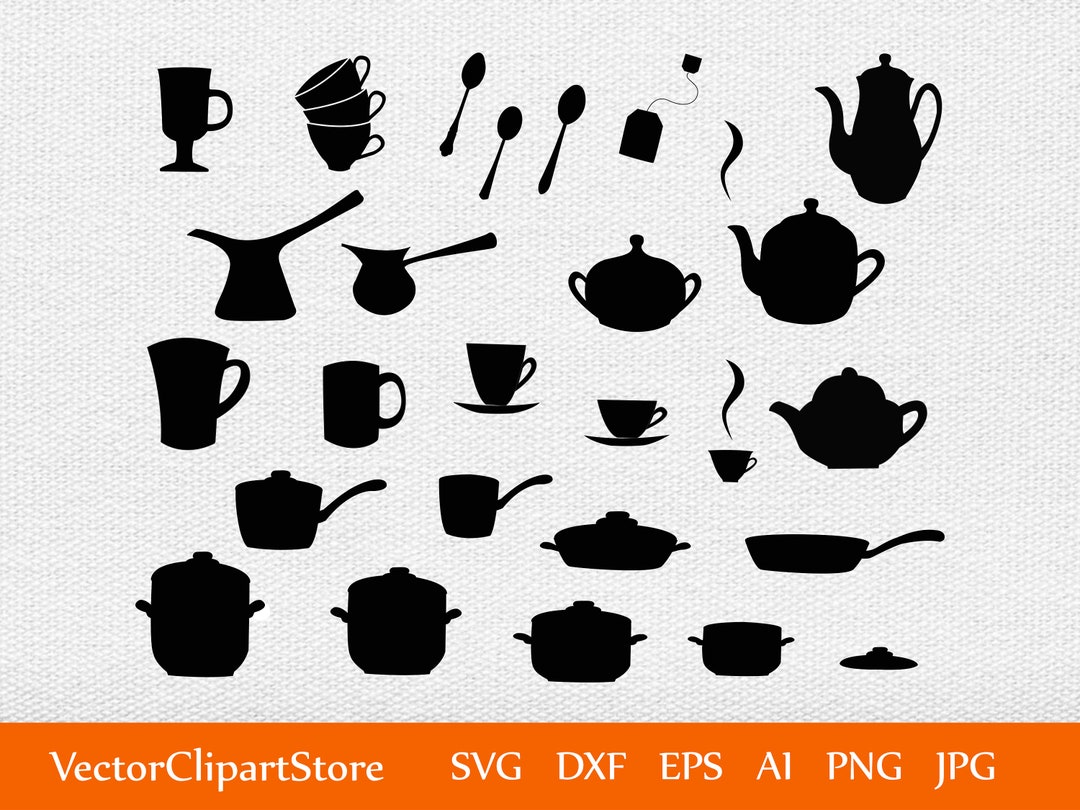 Dinner Clipart, Kitchen Svg, Dishes Png Clip Art Utensils Spoon Kitchen ...