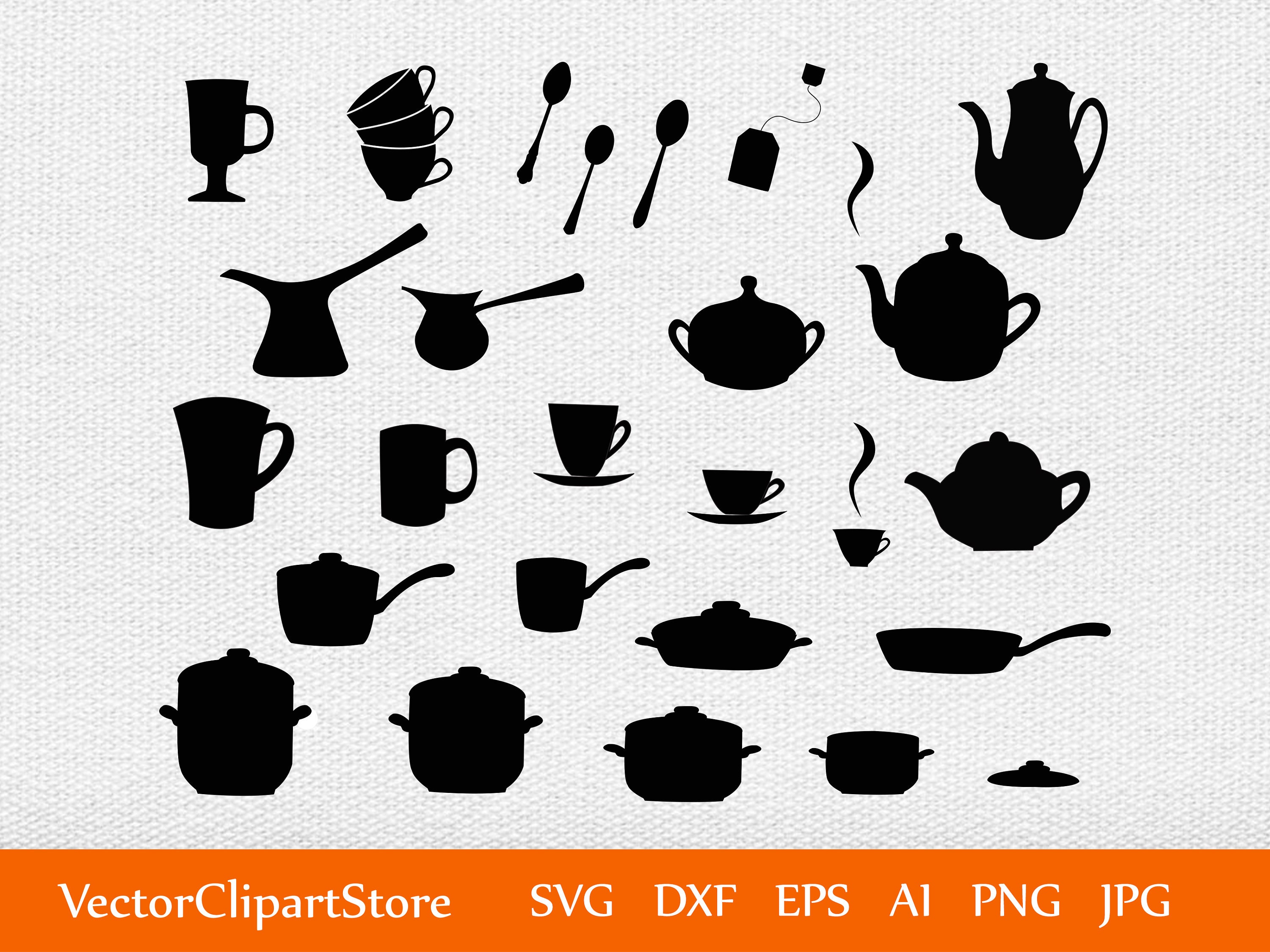 Dinner Clipart Kitchen Svg Dishes Png Clip Art Utensils | Etsy