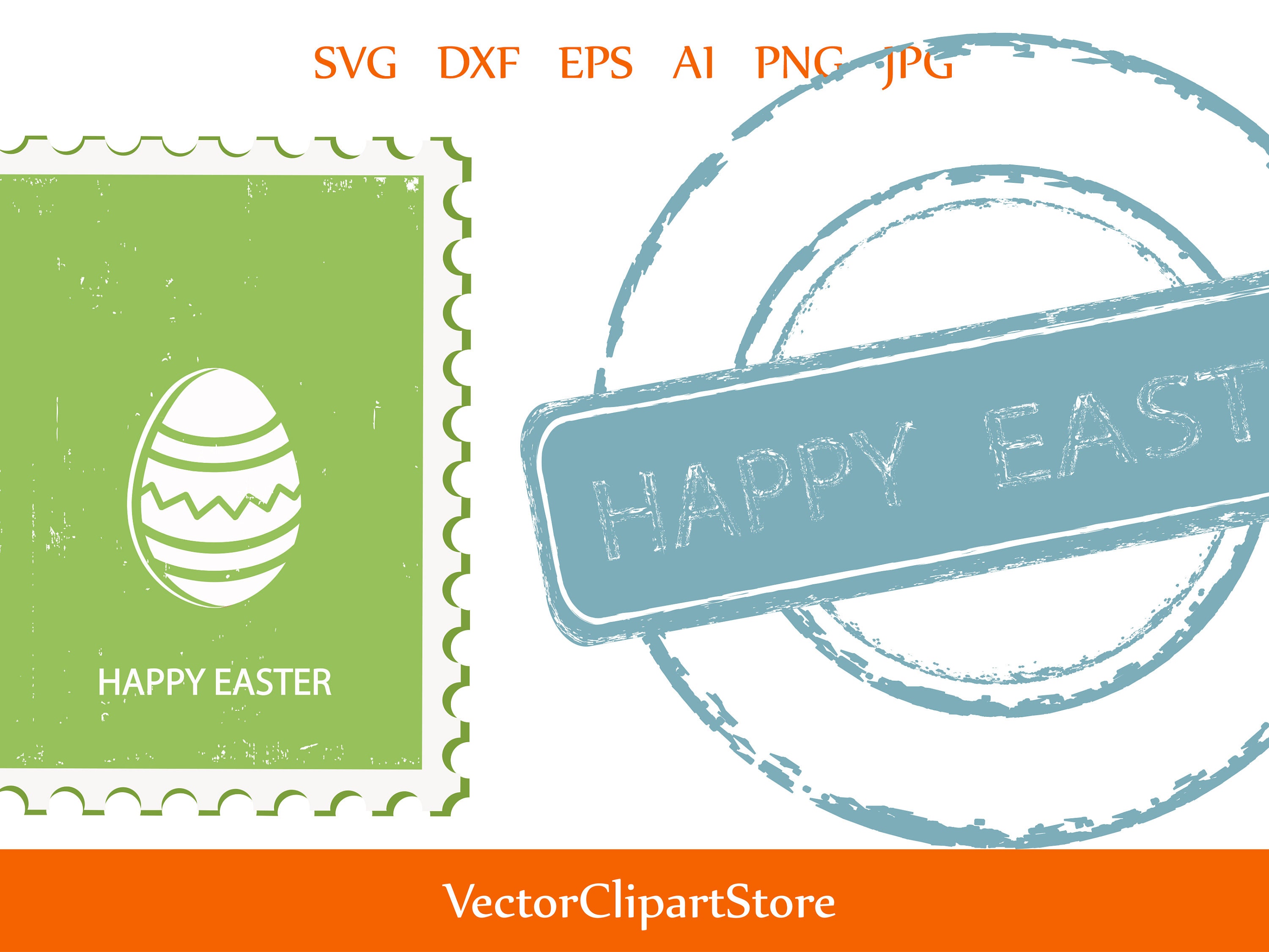 Set of Easter PNG Decorative Stamps and Frames With Eggs. | Etsy