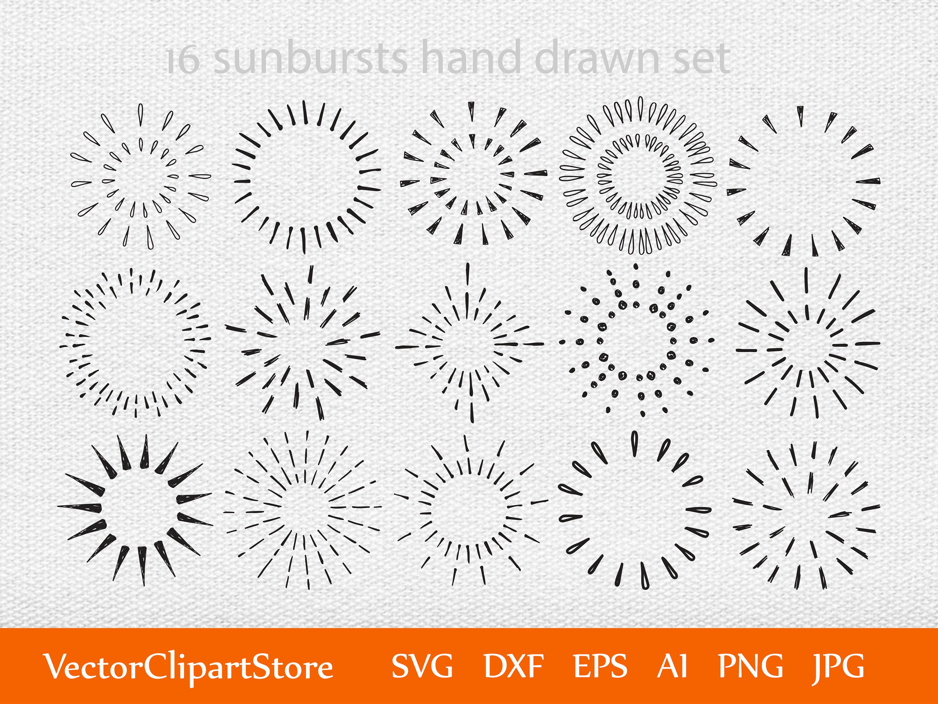 Sunburst SVG. 16 Hand Drawn Circles. Sunburst Vector EPS - Etsy