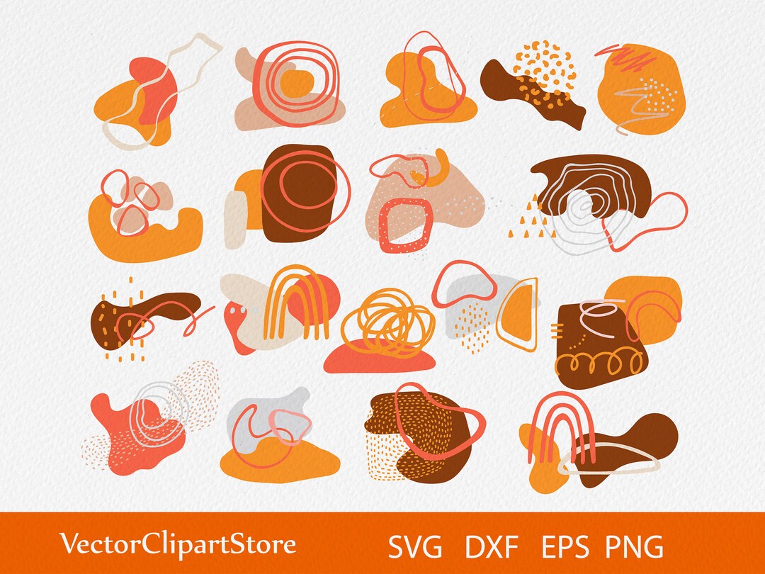 Abstract Boho Clipart, Modern Boho Collage, Abstract Shapes, Bohemian ...