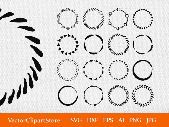 Vector Set of Round Sketched Frames. Circle Monogram Svg. Hand | Etsy