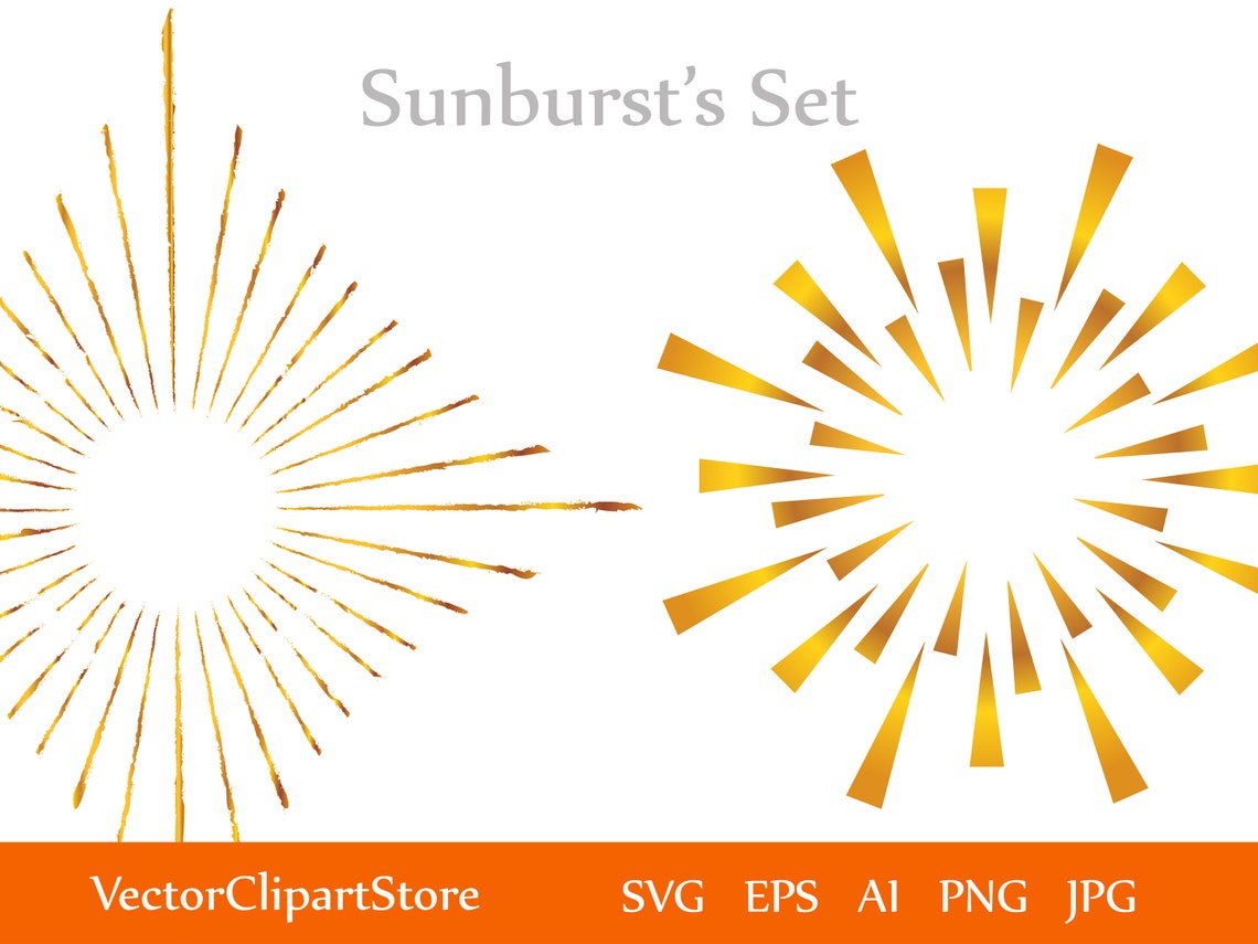 Clipart Vintage Sunbursts Instant Download 16 | Etsy