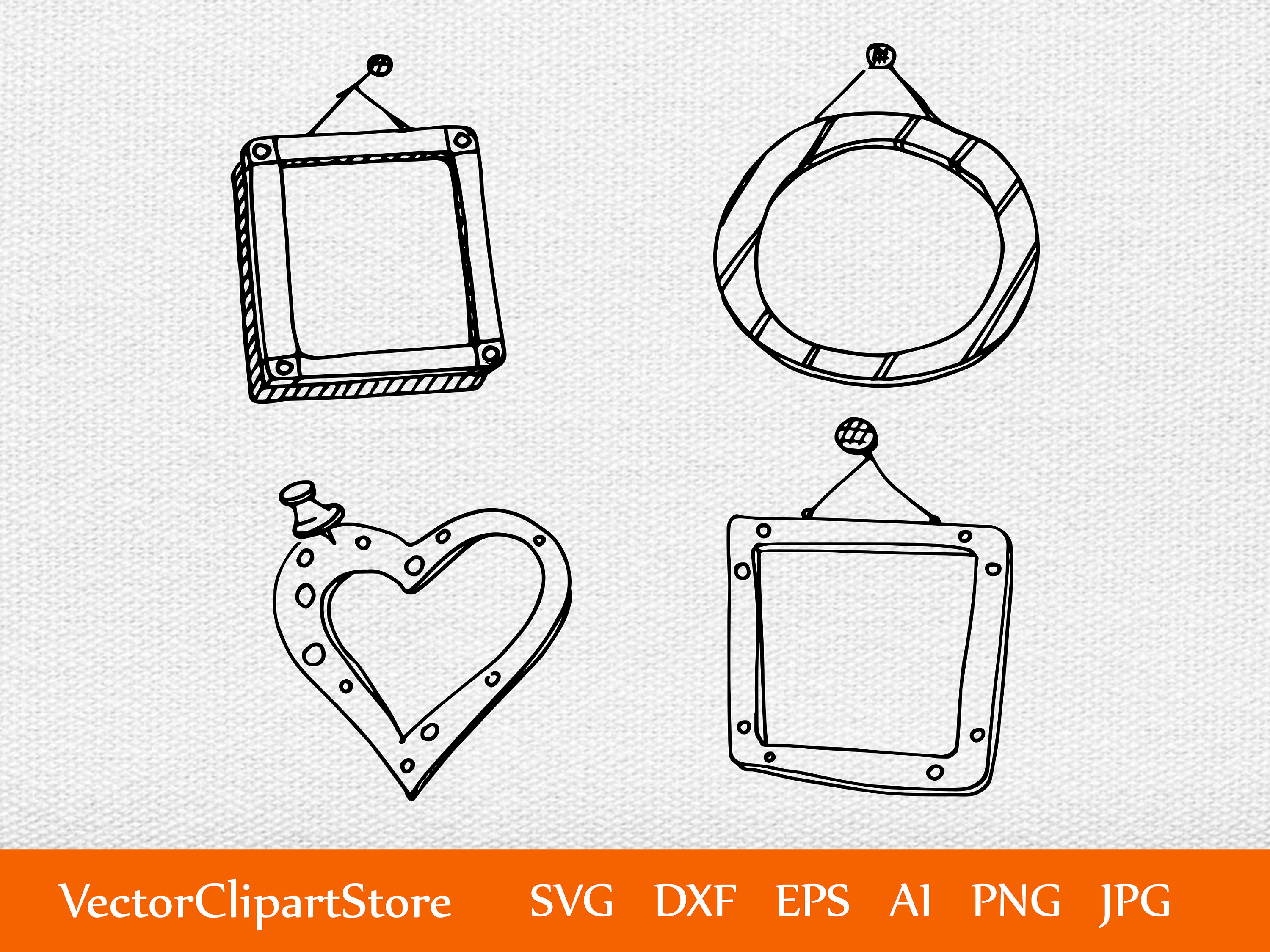 Vector Set of Sketched Cute Frames. Funny Borders Svg. Hand - Etsy