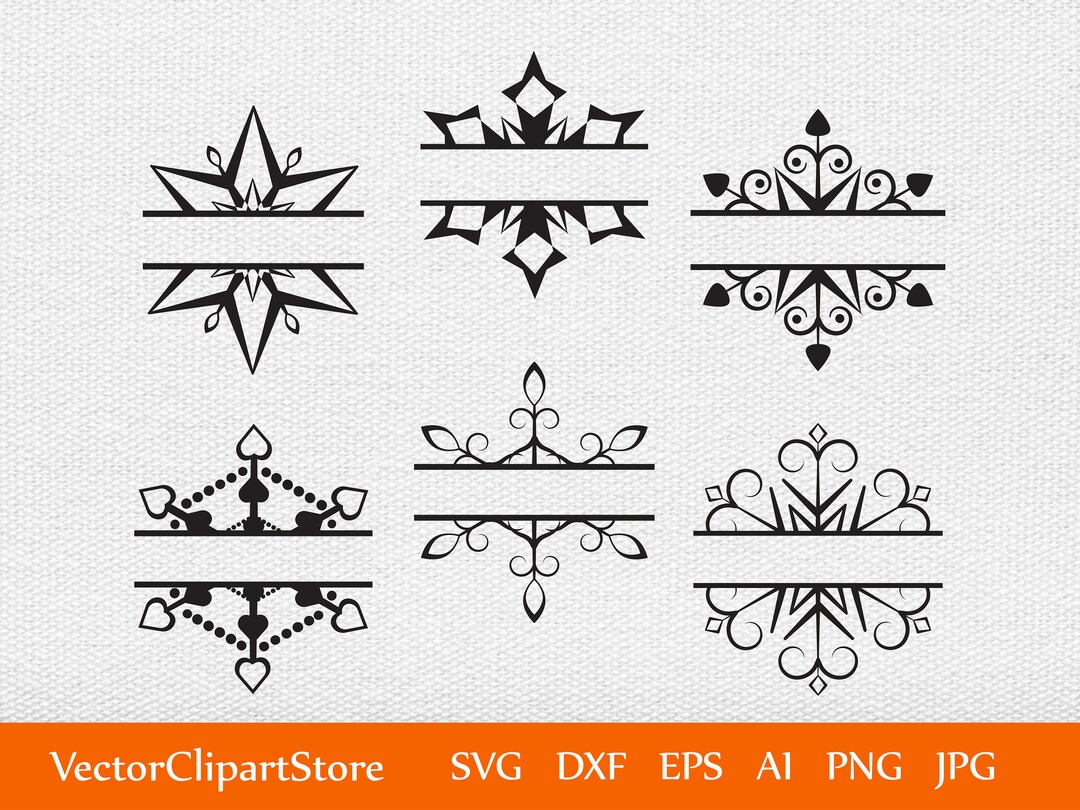 Snowflake Ornament Svg, Split Snowflake Svg, Winter Svg, Snowflake Svg ...