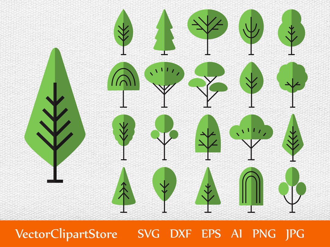 Green Tree SVG Icon Designs/flat Icons Tree for Cricut and Silhouette ...