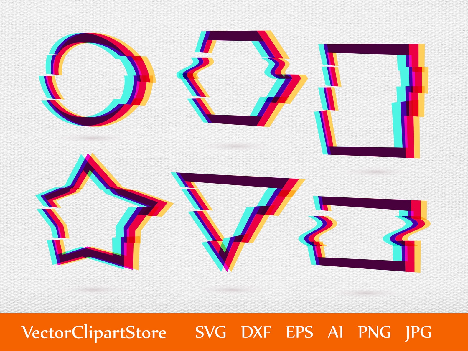 Glitch Frames SVG / Vector Glitch Shapes / SVG / Png / Jpg / - Etsy