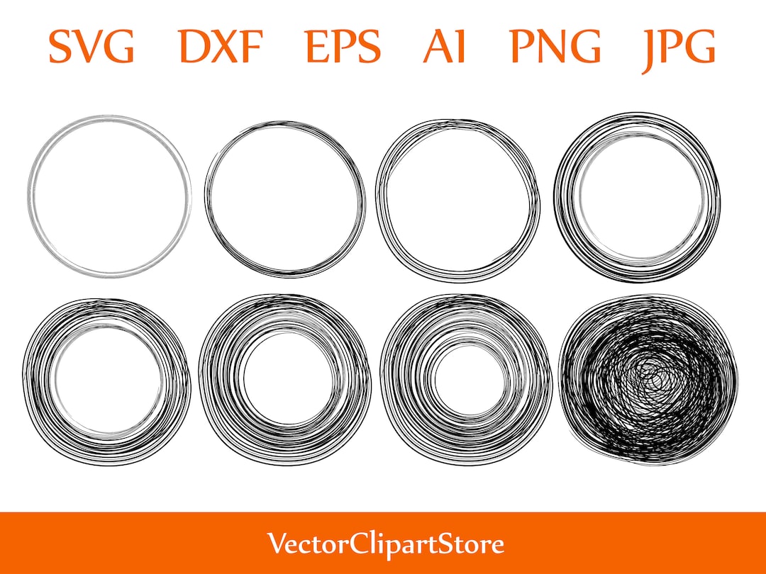 Vector Set of Round Sketched Frames. Circle Monogram Svg. Hand - Etsy