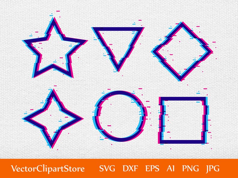 Glitch Frames SVG / Vector Glitch Shapes / SVG / Png / Jpg / | Etsy