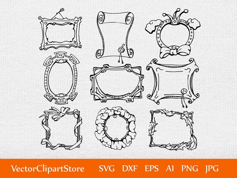 Vector Set of Sketched Cute Frames. Funny Borders Svg. Hand - Etsy